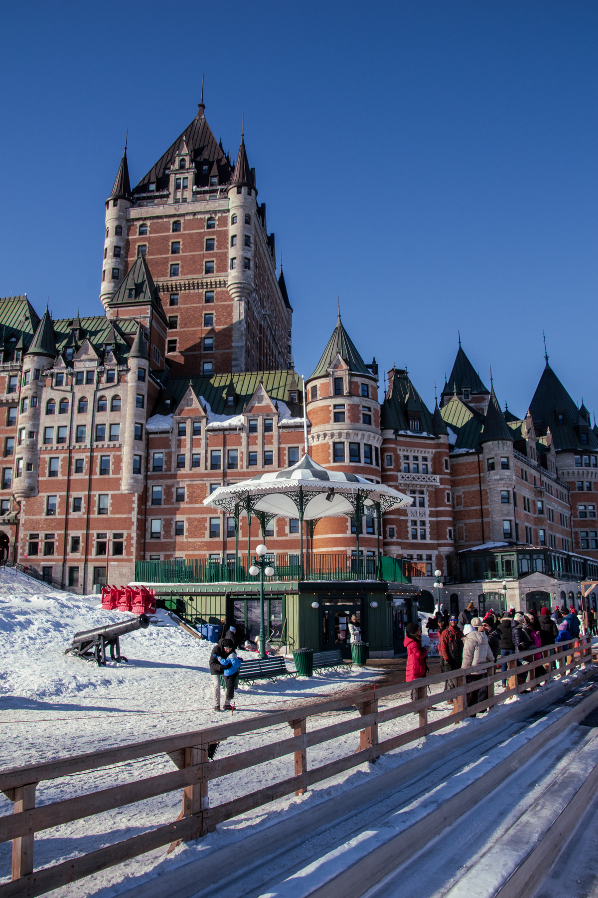 Riding the Dufferin Terrace Toboggan Slide in Quebec City - Come Join ...