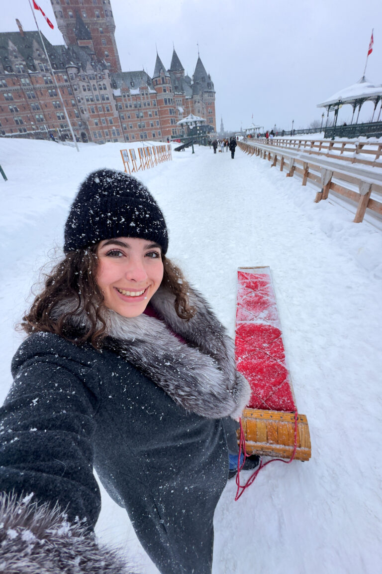 Riding the Dufferin Terrace Toboggan Slide in Quebec City - Come Join ...